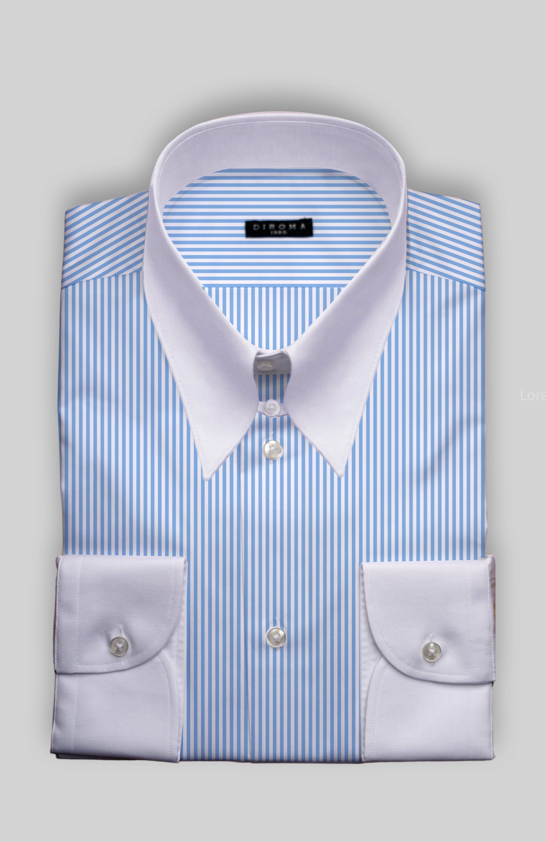 Ramona Spear Point Tab Collar Twill Dress Shirt White Contrasting MTO ...